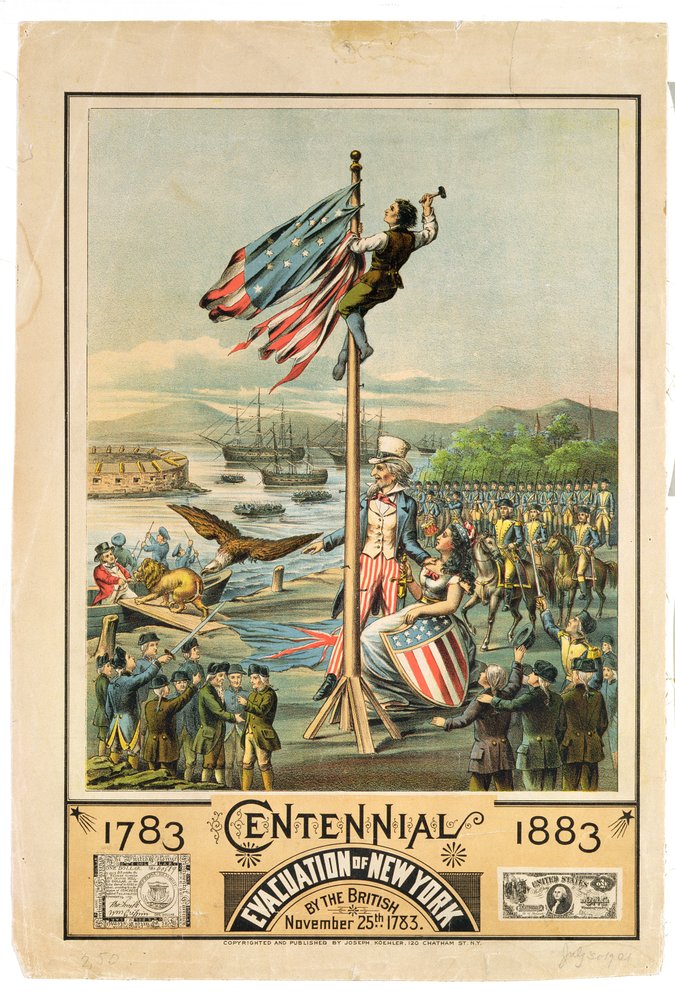 Poster advertising the Centennial of the Evacuation of New York by the ...