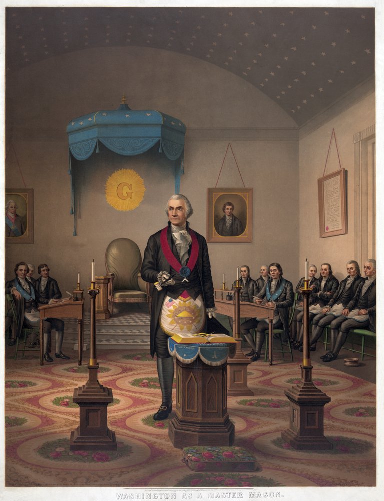 Washington as a Master Mason, Pub. 1870 by American School