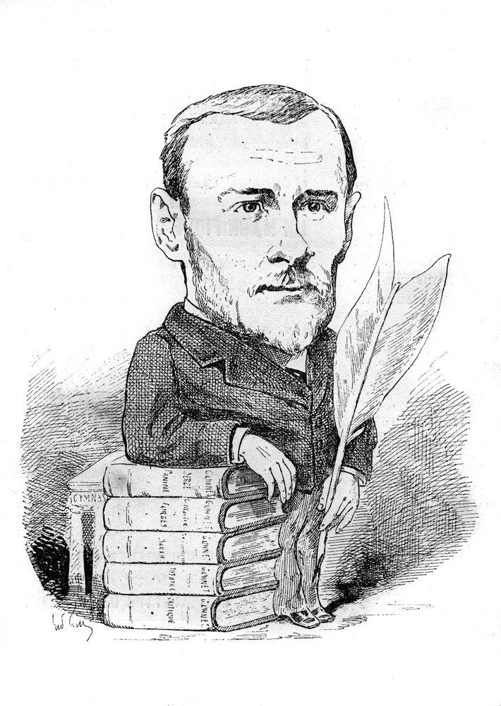 Cartoon by Georges Ohnet, a French writer representing with his books ...