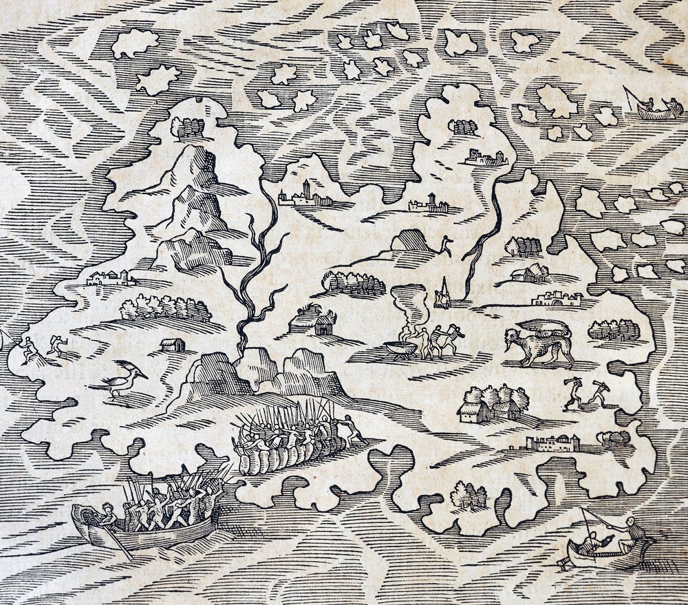 Trinity Island, engraving from Universal Cosmology