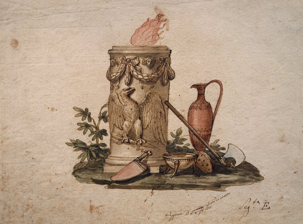 Column-shaped Brazier, Decorated with Festoons and Eagle
