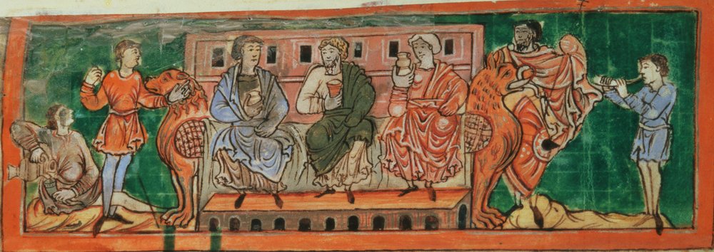 Aristocrats, on the eve of Domesday, from a Calendar, c.1030