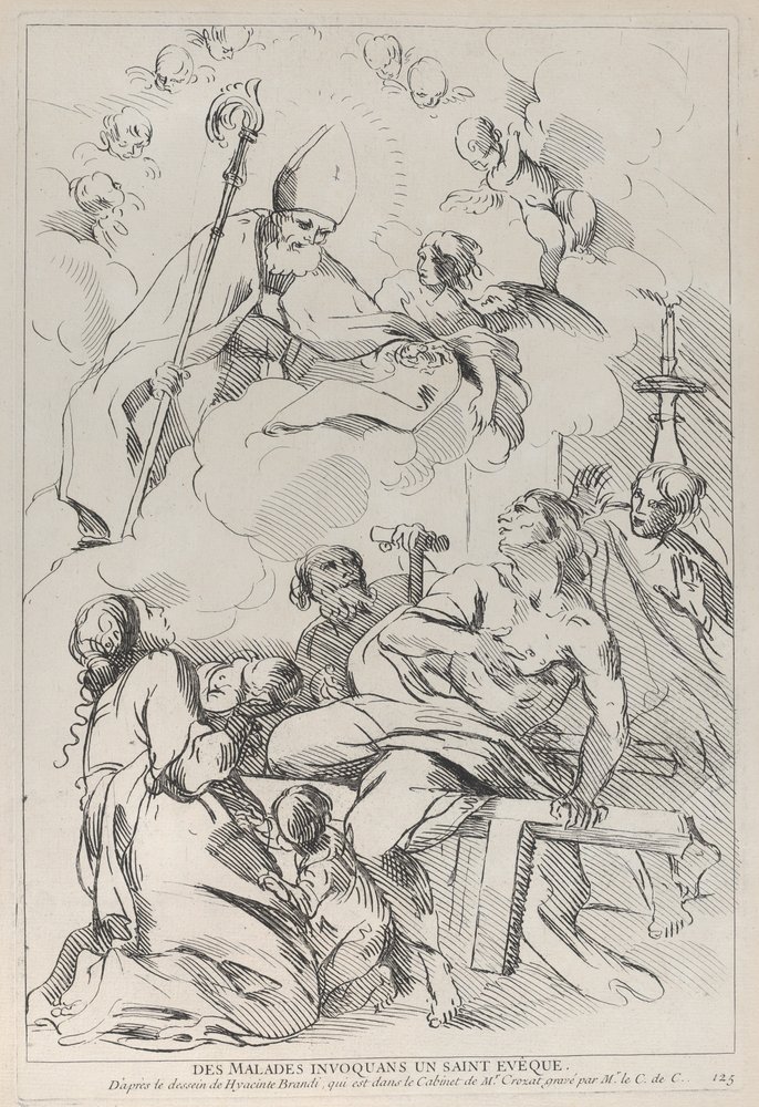 Sick People Summoning a Bishop Saint