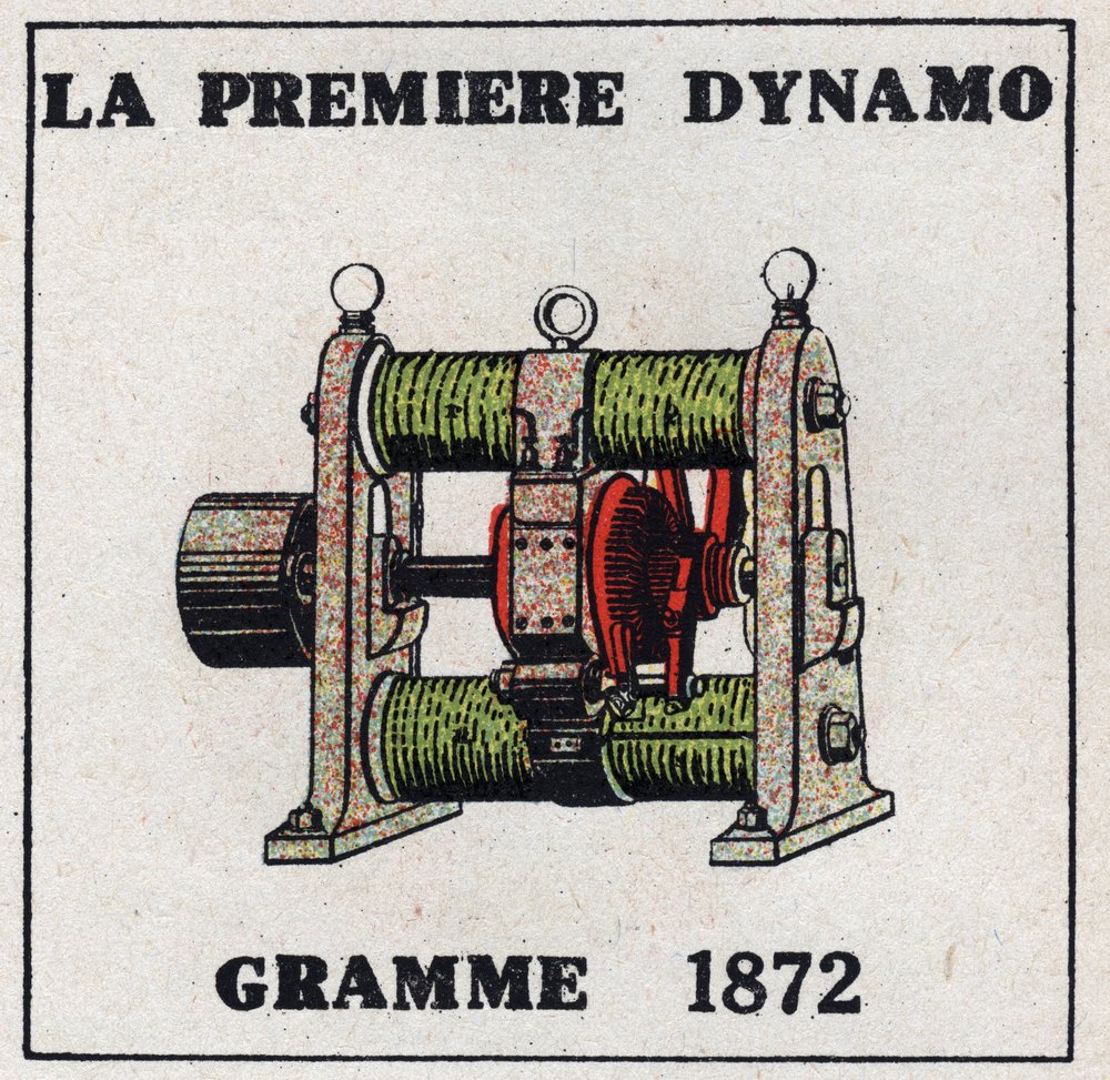 Dynamo: the first dynamo invented by Zenobe Theophile Gram in 1872 ...
