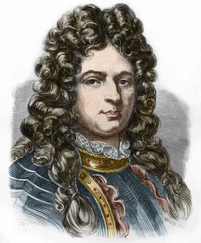 Portrait of Jean Bart, French privateer. Engraving of the 19th century ...