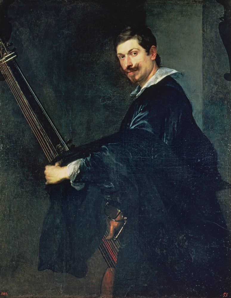 Man with a lute, portrait of the musician Jacob Gaultier, a lutenist at ...