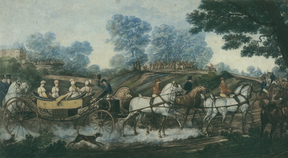 Hunt meeting, engraved by Philibert Louis Debucourt early 19th century