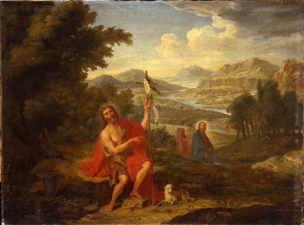 Saint John the Baptist in the Wilderness Indicating Christ, the River ...