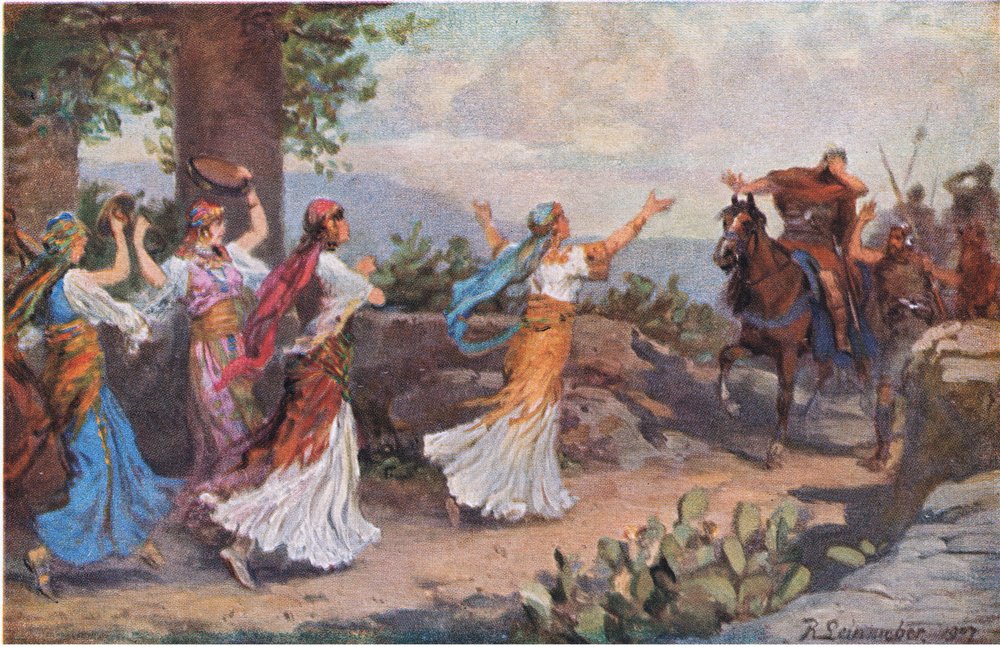 Jephthah's Daughter Comes Out to Meet Her Father, from Hulbert's Story ...