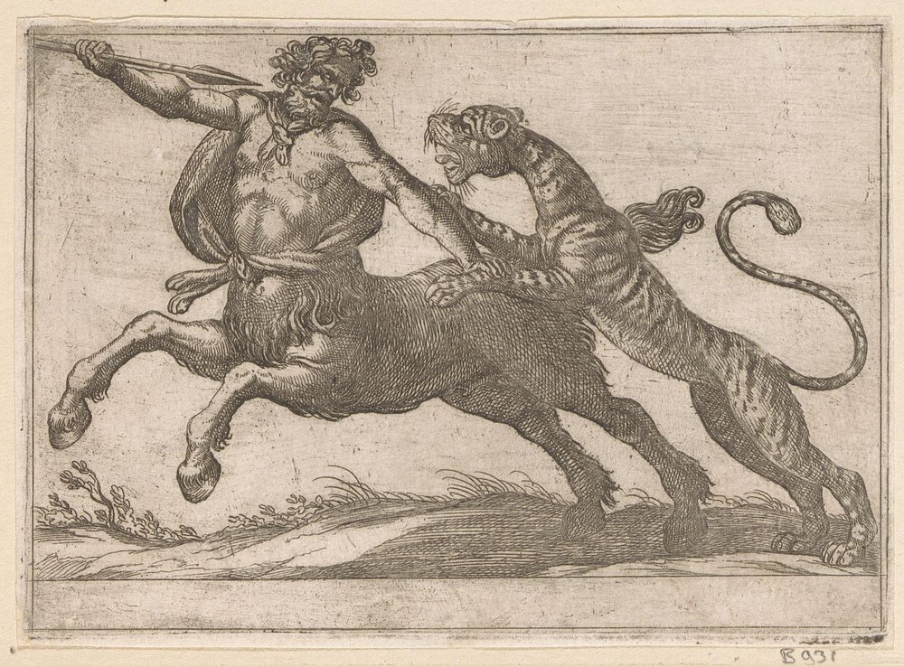 A Tiger Fighting with a Centaur by Antonio Tempesta