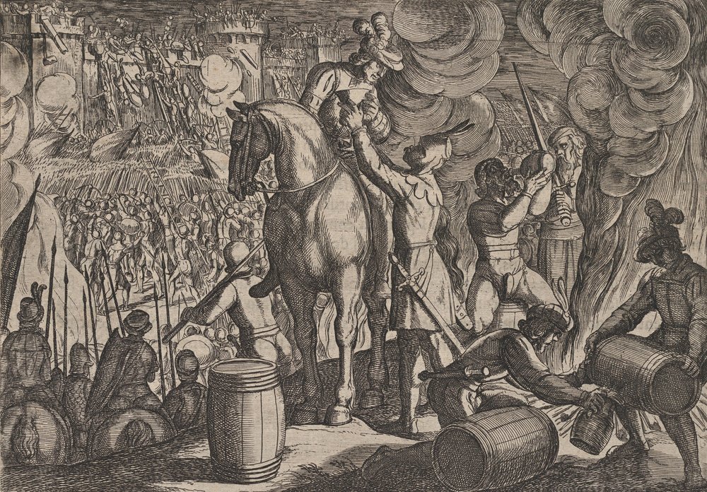 Attack on the Roman Fortress at Night, from The War of the Romans ...