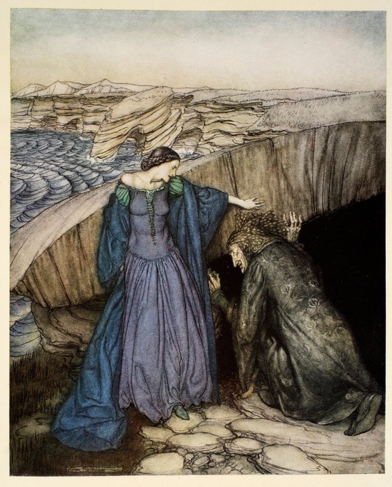 Merlin and Nimue, illustration from 'The Romance of King Arthur and His ...