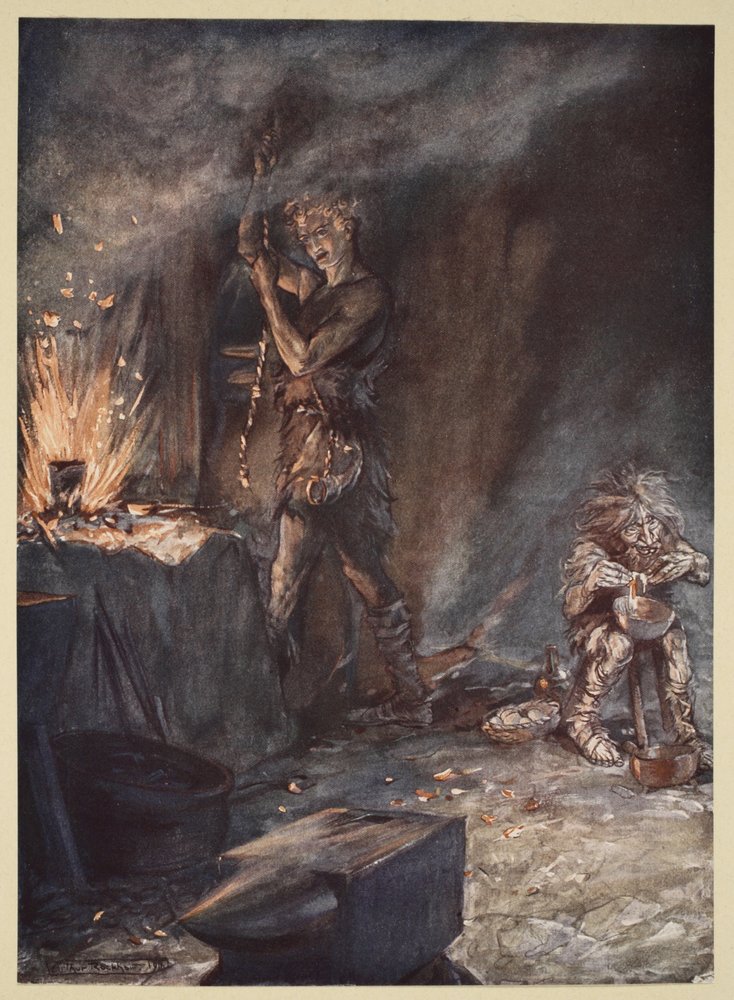 The Forging of Nothung, Illustration from 'Siegfried and the Twilight ...