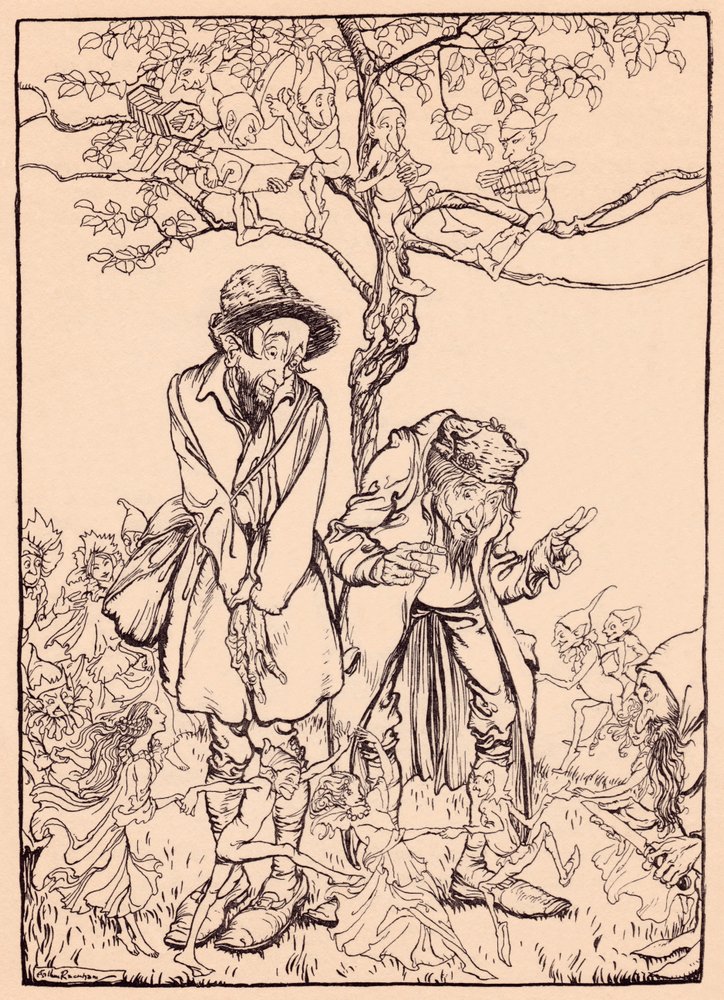 'When it was sharp enough, he looked round at the strangers ...