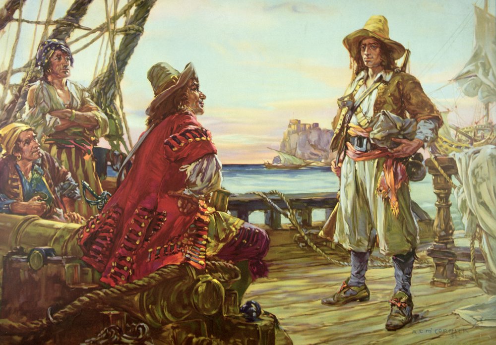 Recruiting for a pirate ship in the 17th Century