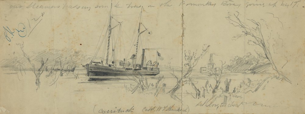 USS Currituck and the Tugboat Seth Low on the Pamunkey River, 1862