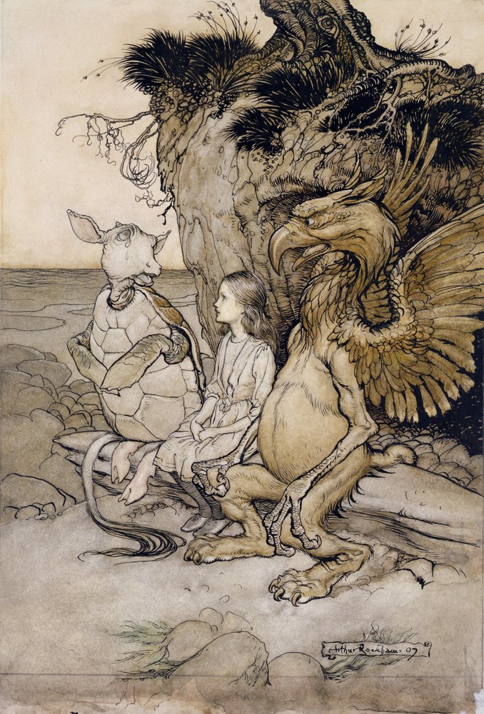 Alice and the Mock Turtle, illustration from Alice's Adventures in ...