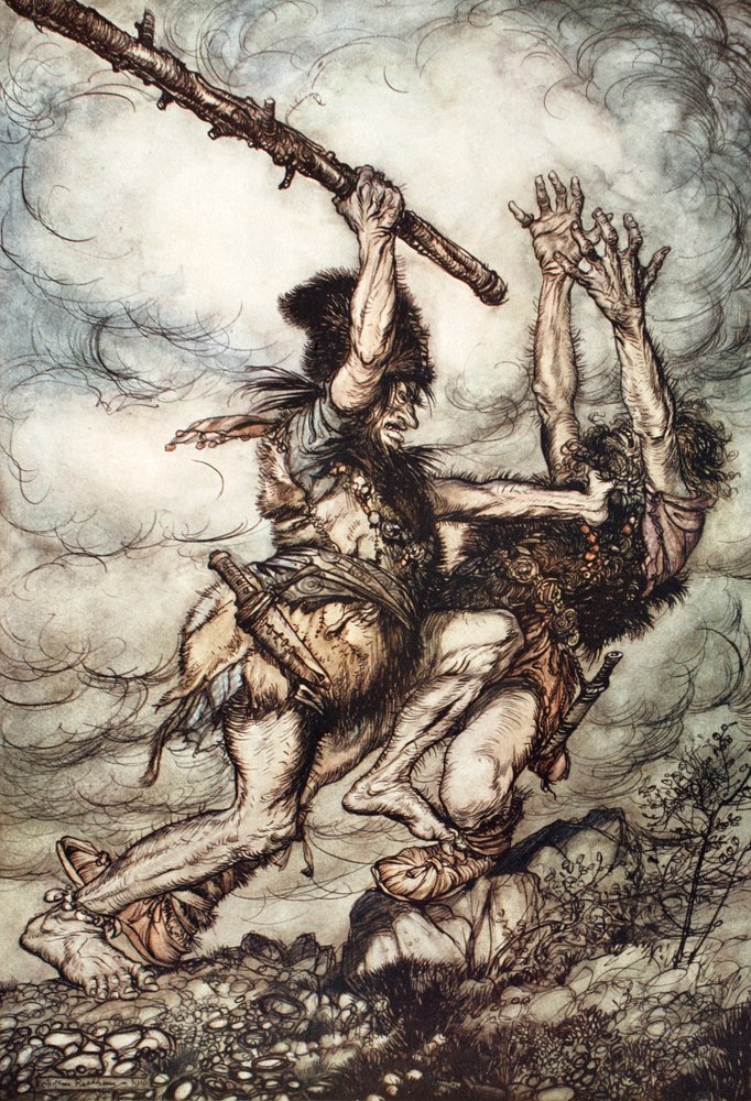 Fafner Kills Fasolt by Arthur Rackham: Buy fine art print