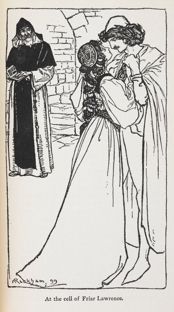 Illustration of the star-crossed lovers in Romeo and Juliet
