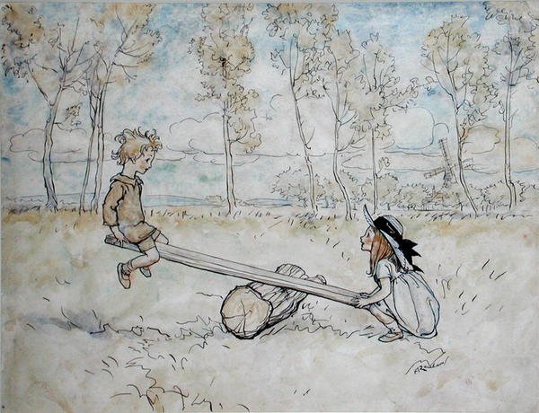 See, Saw, Margery Daw by Arthur Rackham: Fine art print