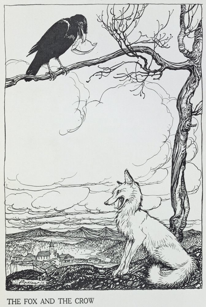 The Fox and the Crow, illustration from 'Aesop's Fables', published by ...