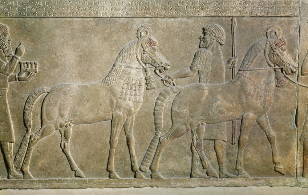 Relief depicting the tributaries of Sargon II, from the Palace of ...