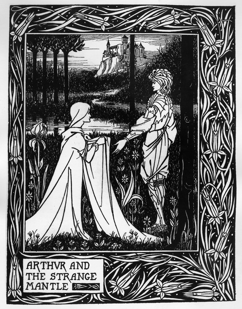 Arthur and the Strange Mantle, an illustration from 'Le Morte d'Arthur ...