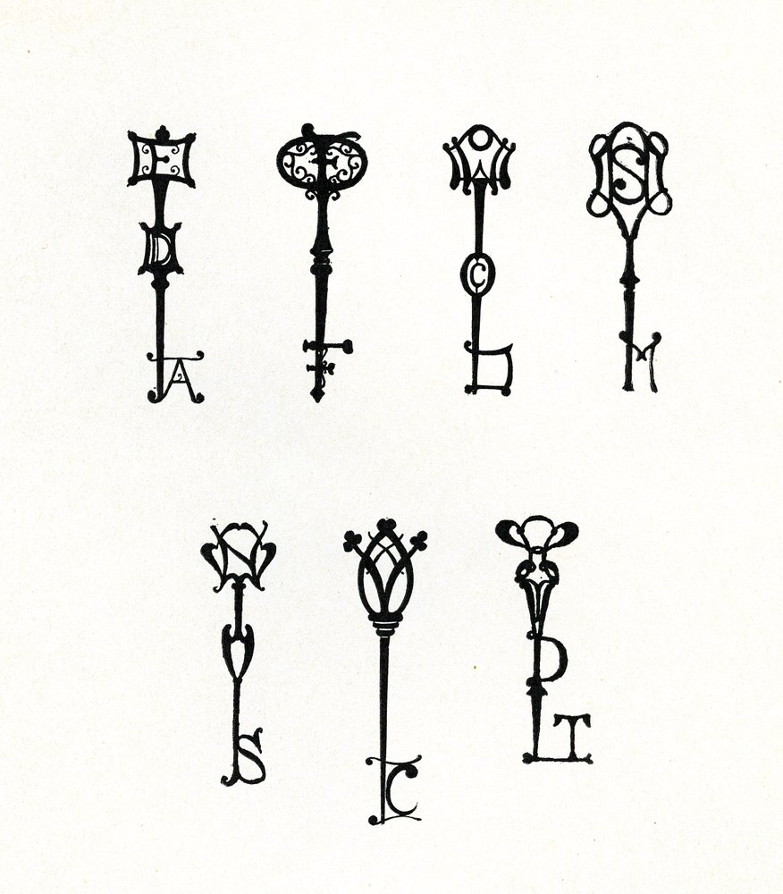 Seven Designs of Initial Keys for the Back Covers of the 'Keynote' Series