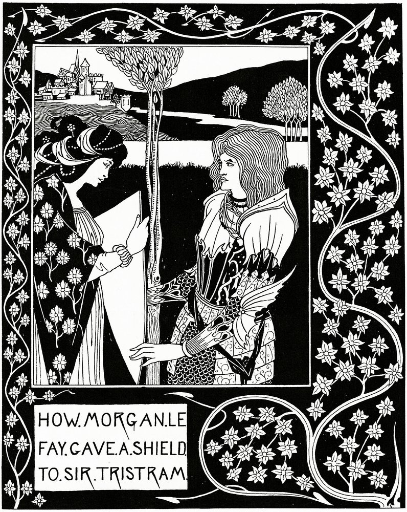 How Morgan le Fay Gave a Shield to Sir Tristram, illustration from 'Le ...