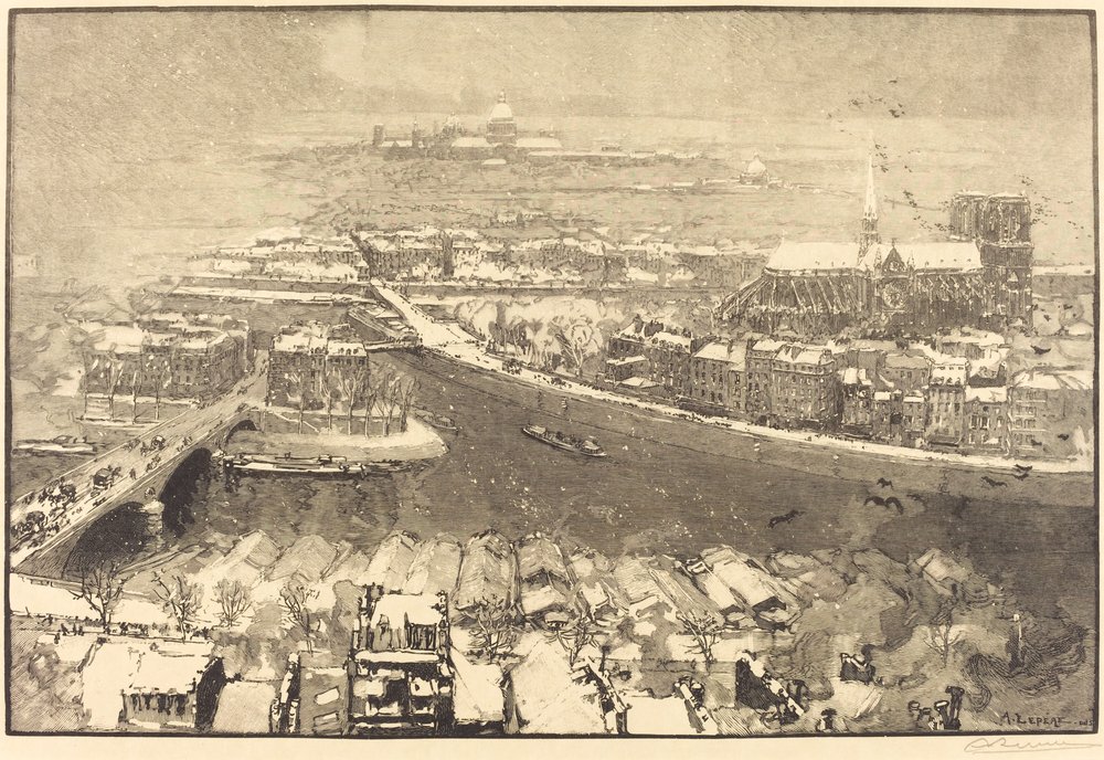 Paris under Snow, View from St.-Gervais by Auguste Lepere