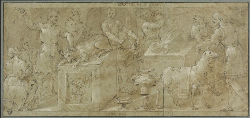 Aeneas and His Companions Preparing Animals for Sacrifice