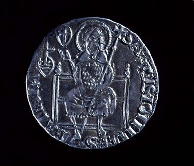 Reverse of a large guelf depicting St. John the Baptist, minted 1376