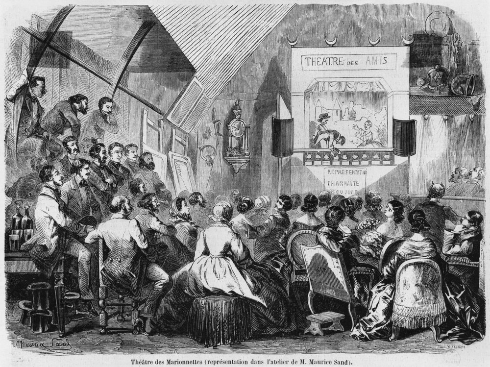 Puppet show in Maurice Sand's studio, 1870 by Maurice Sand