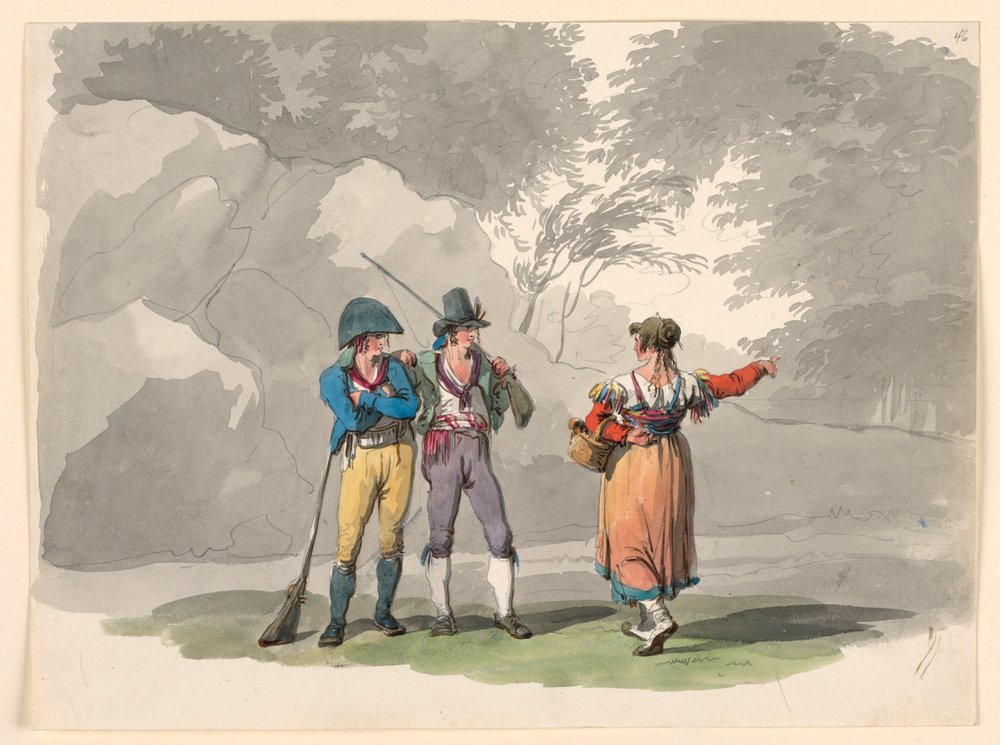 A Woman and Two Men with Guns. Costumes of the Kingdom of Naples, 1807–08