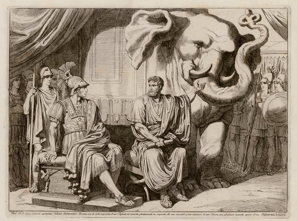 Pyrrhus of Epirus and his elephant by Bartolomeo Pinelli