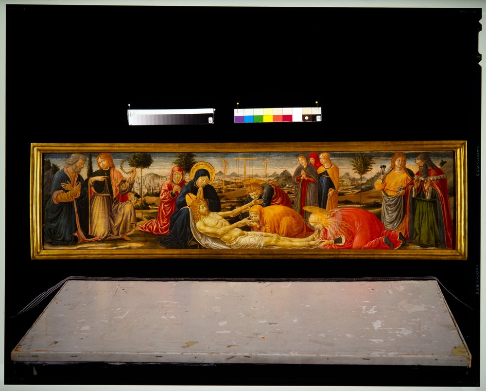 Predella Panel - Lamentation with Two Male Saints Introducing Two Male ...
