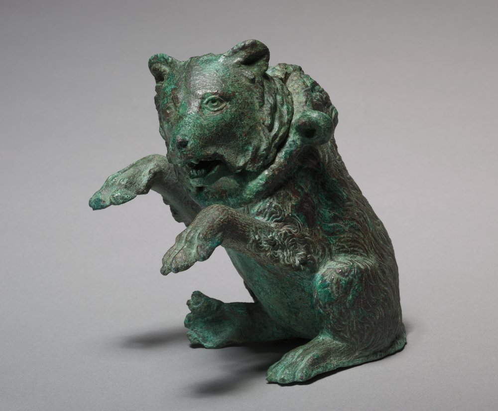 Oil Ampulla in the Form of a Dancing Bear, 3rd Century (Bronze)
