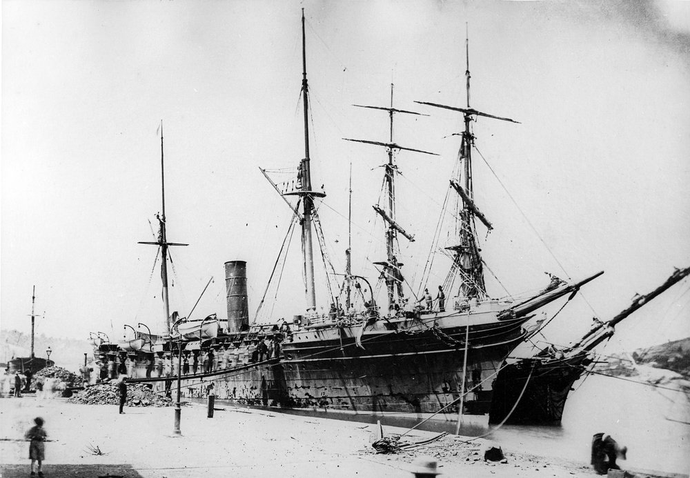 HMS Ebro at St Lucia Coaling Station, c.1880s
