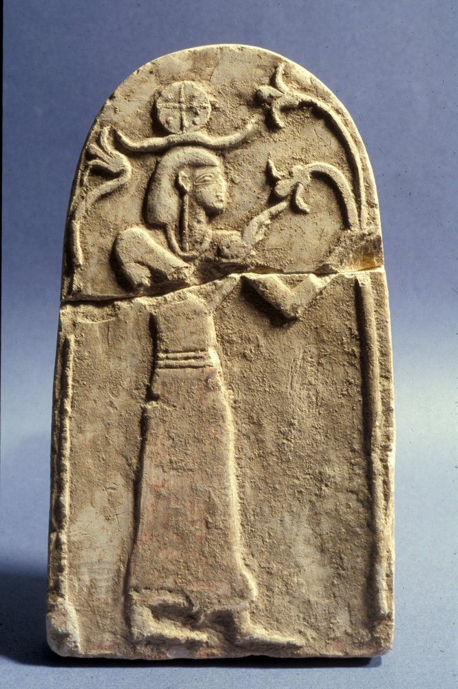 Stele Depicting a Deity Worshipping the Tree of Life