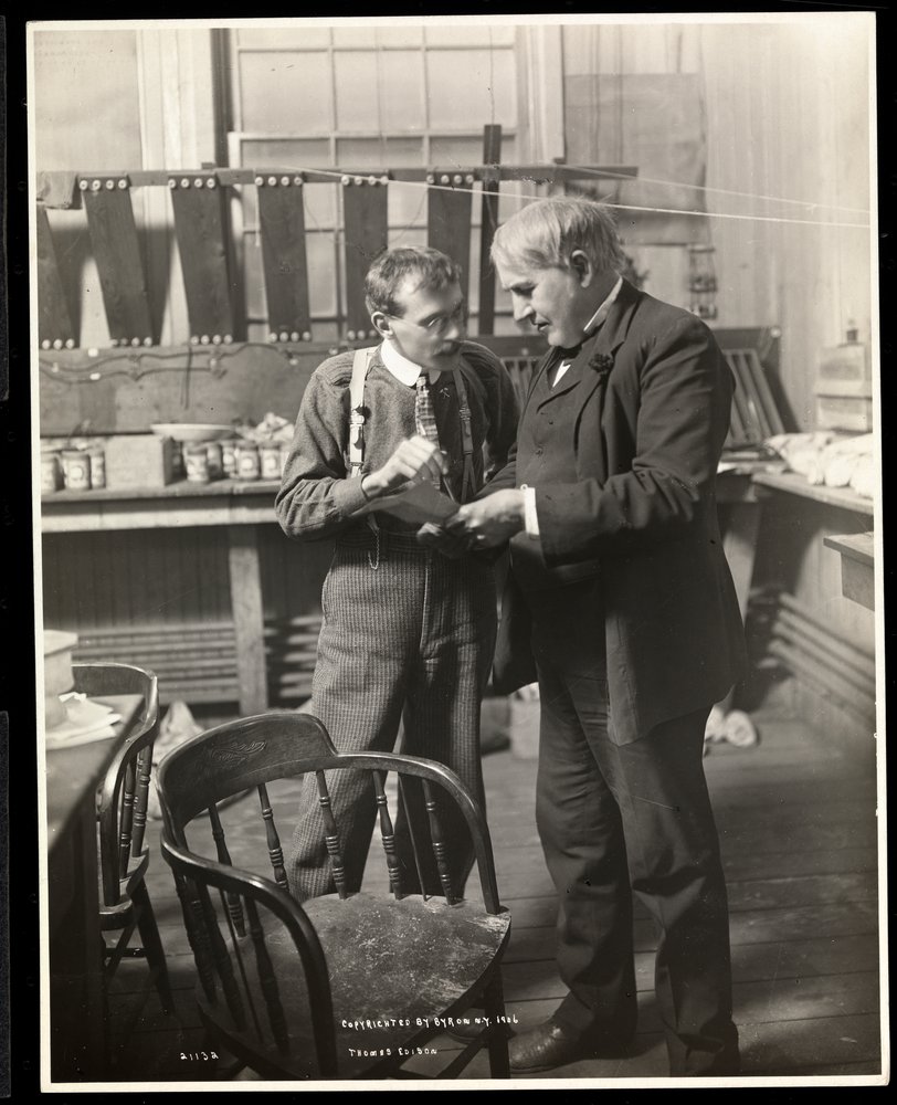 Thomas Edison in his laboratory, 1906 by Byron Company