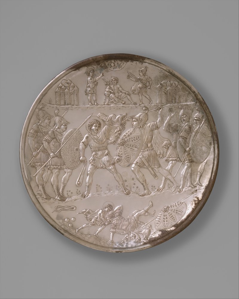 Plate with the Battle of David and Goliath, 629-30