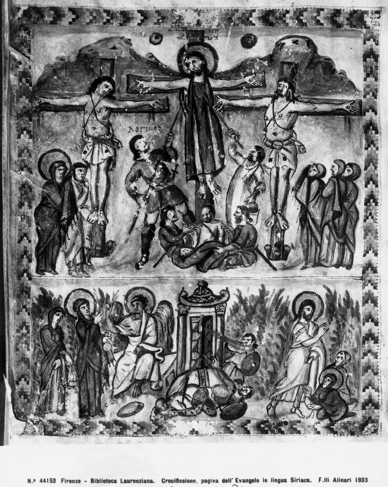 Crucifixion and the Resurrection, from the Rabula Gospels, 586 AD