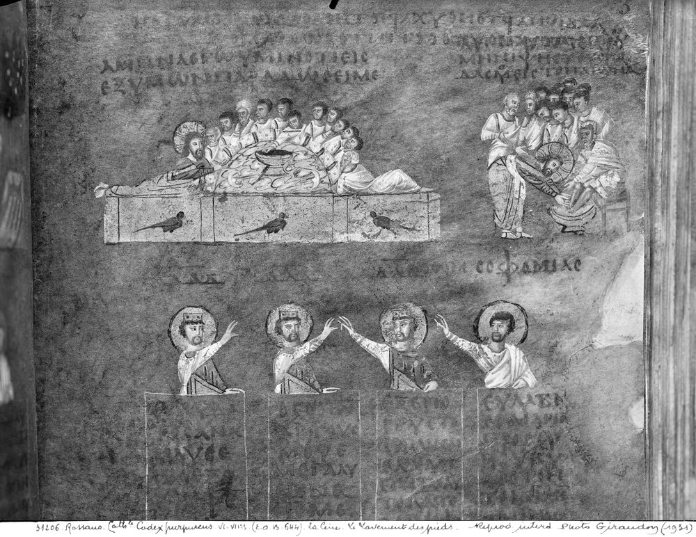 The Last Supper, Jesus washing the disciples' feet, from the Codex ...