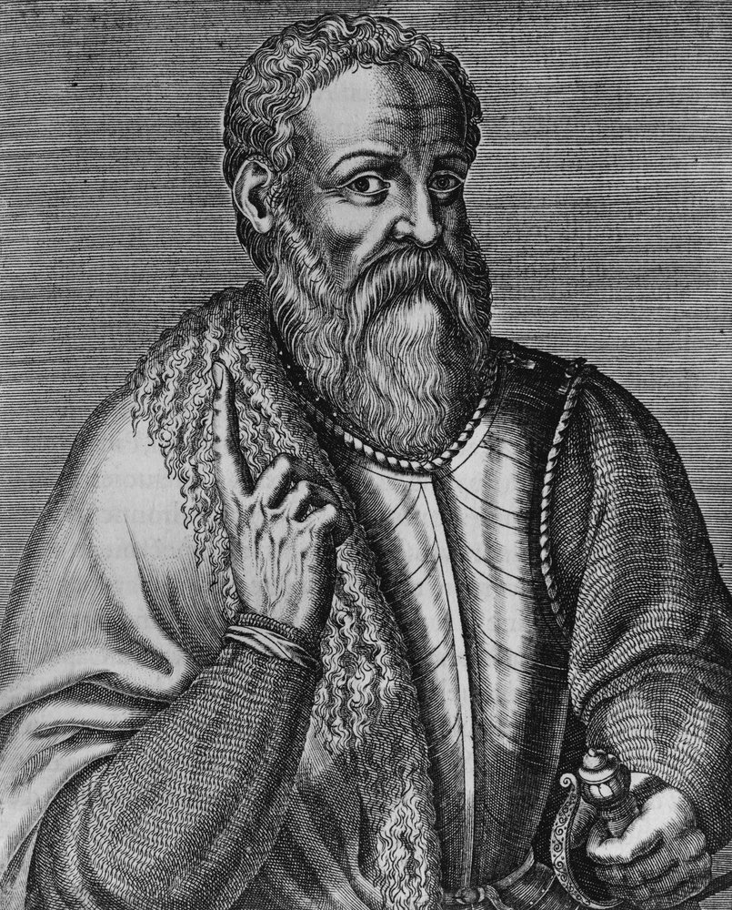 Portrait of Hernan Cortes (1485-1547), Spanish Conquistador, engraving