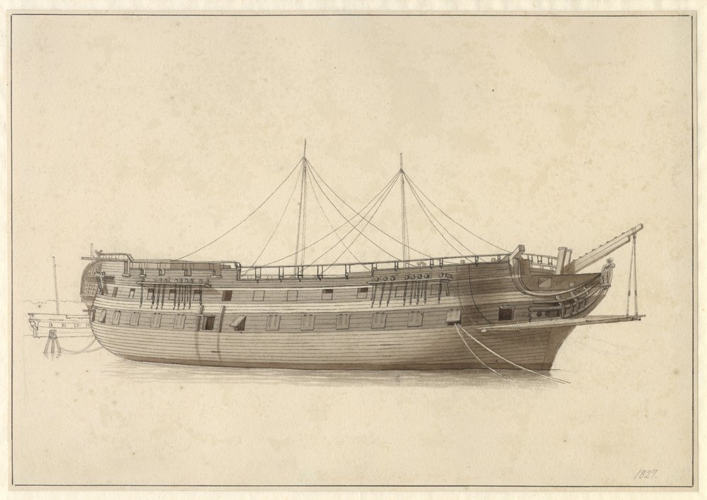 The Ship Denmark in the Fleet's Anchorage Before the Mast Installation