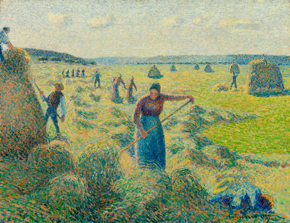 The haymaking, Eragny. Painting by Camille Pissarro