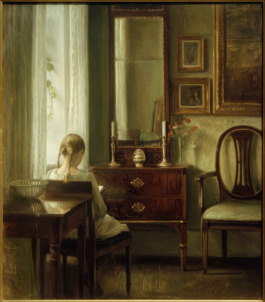 Young Woman Reading by Carl Holsoe: Buy fine art print