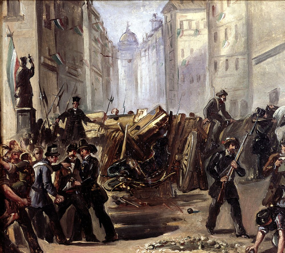 Street Battle and Barricade in Rome at the Time of Risorgimento, 1870