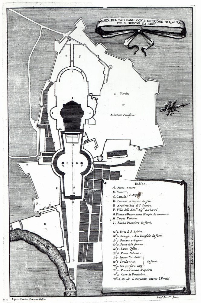 Ground plan of the Vatican, Rome, engraved by Alessandro Specchi