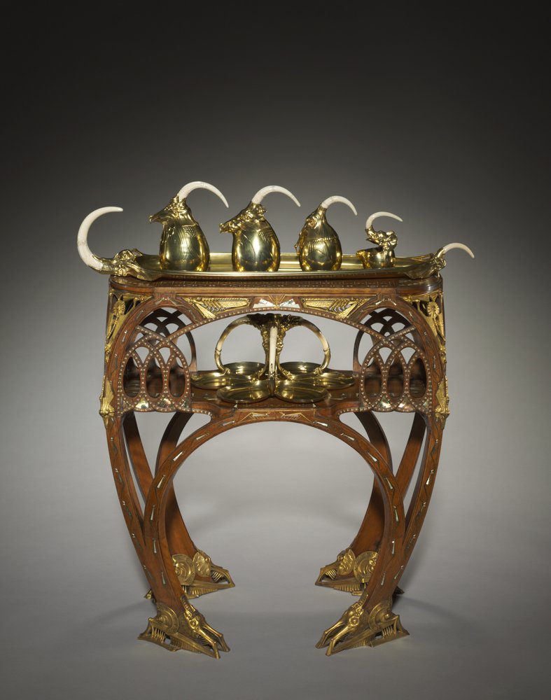 Tray with Cream Pitcher, Covered Sugar Bowl, Tea Pot, Hot Water Pot and ...